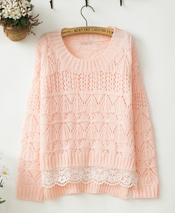 Sweet Lace Nice Pink Sweater on Luulla