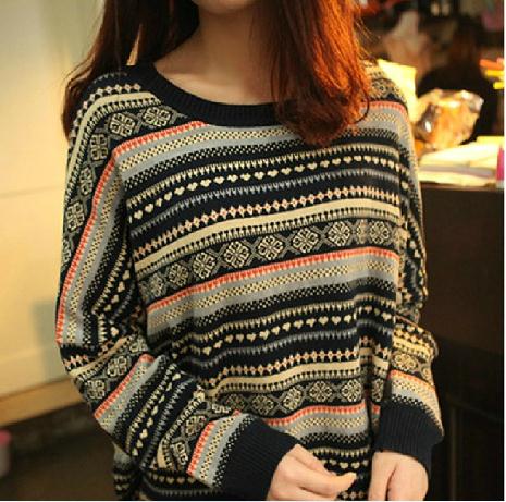 Loose Cute Colorful Vintage Sweater on Luulla