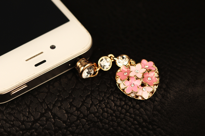 High Quality Rhinestone Heart And Flowers Dust Proof Plugy Dust Plug 3 ...